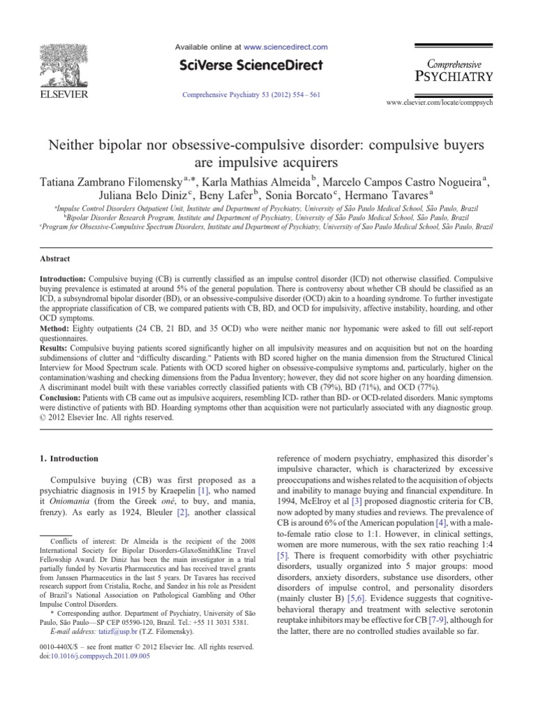 Neither Bipolar Nor Obsessive-Compulsive Disorder Compulsive Buyers Are ...