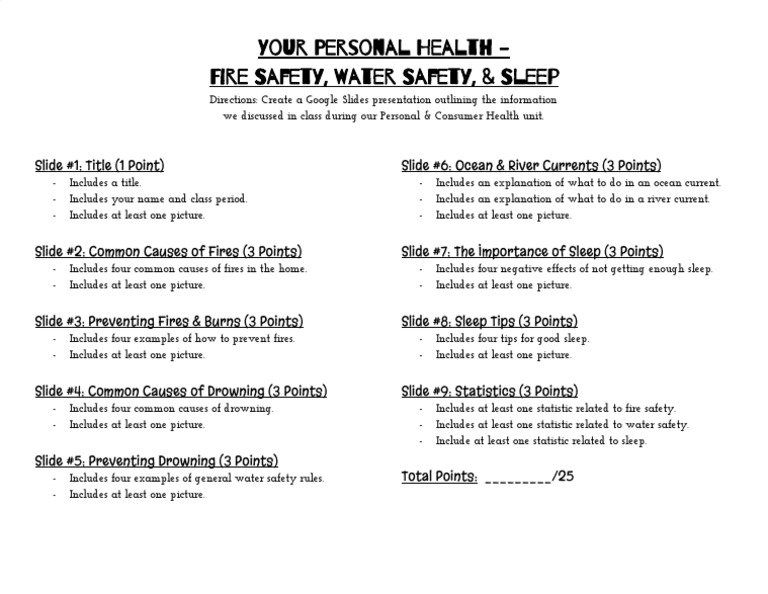 Fire Safety Water Safety Sleep Google Slides Project | PDF