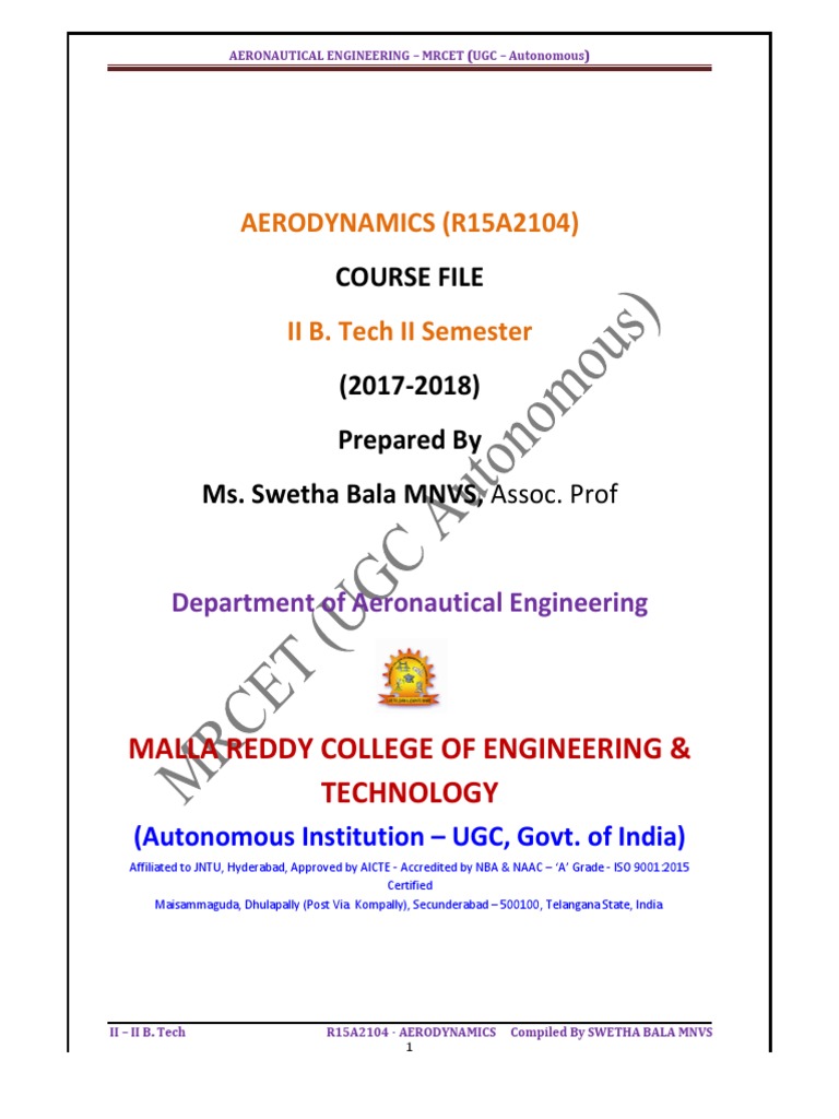 R15 Aerodynamics Notes PDF | PDF | Lift (Force) | Boundary Layer