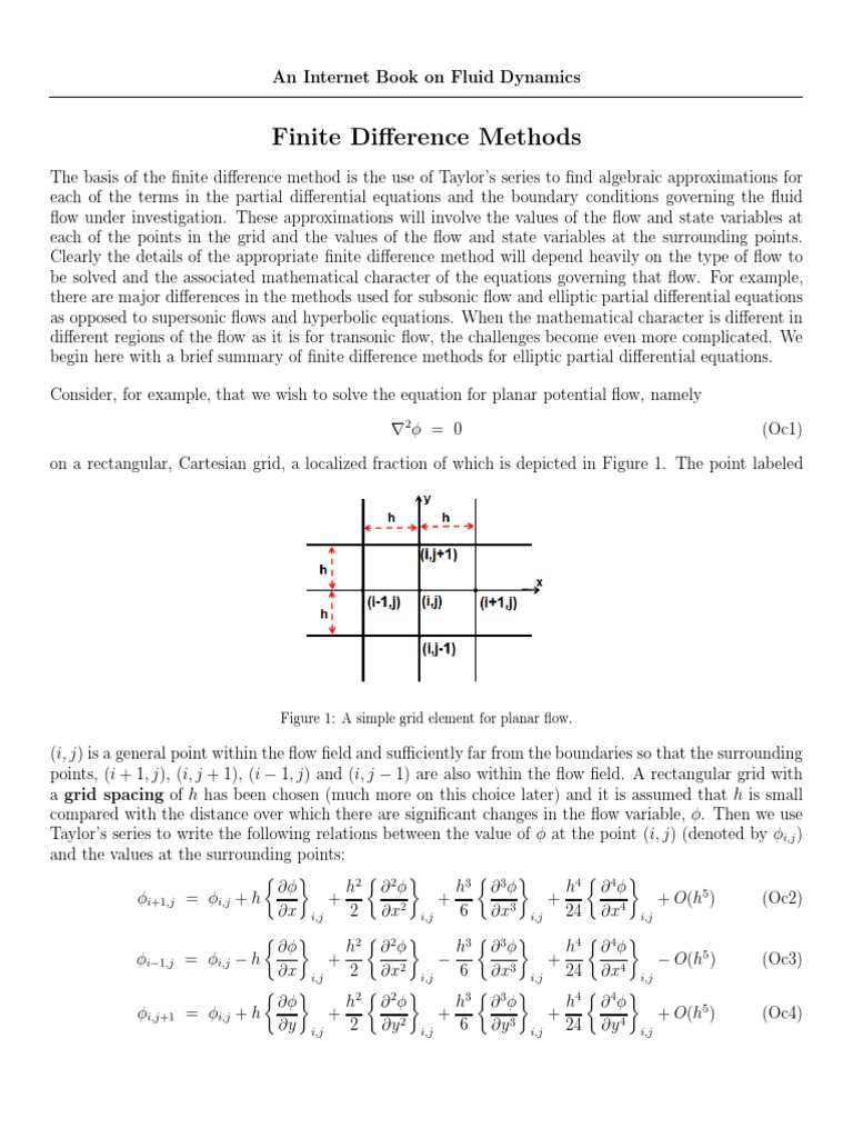 Finite Difference Methods: An Internet Book On Fluid Dynamics ...