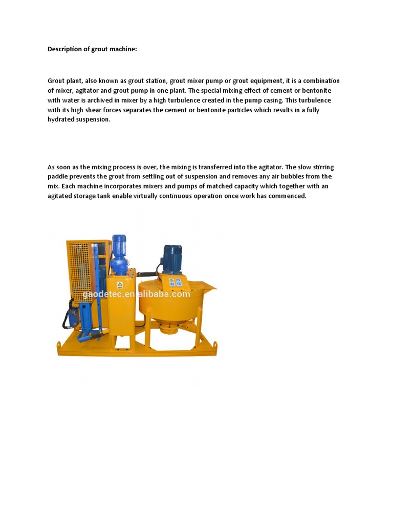 Description of Grout Machine | PDF
