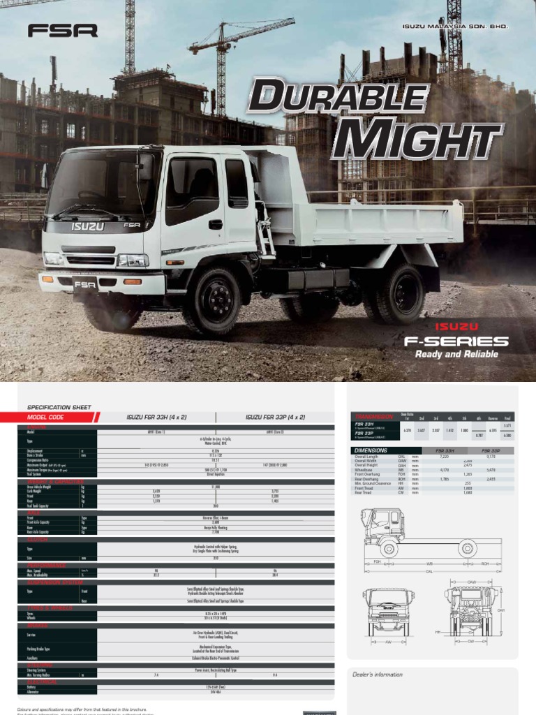 ISUZU F Series - FSR Leaflet | PDF | Semi Trailer Truck | Transmission (Mechanics)