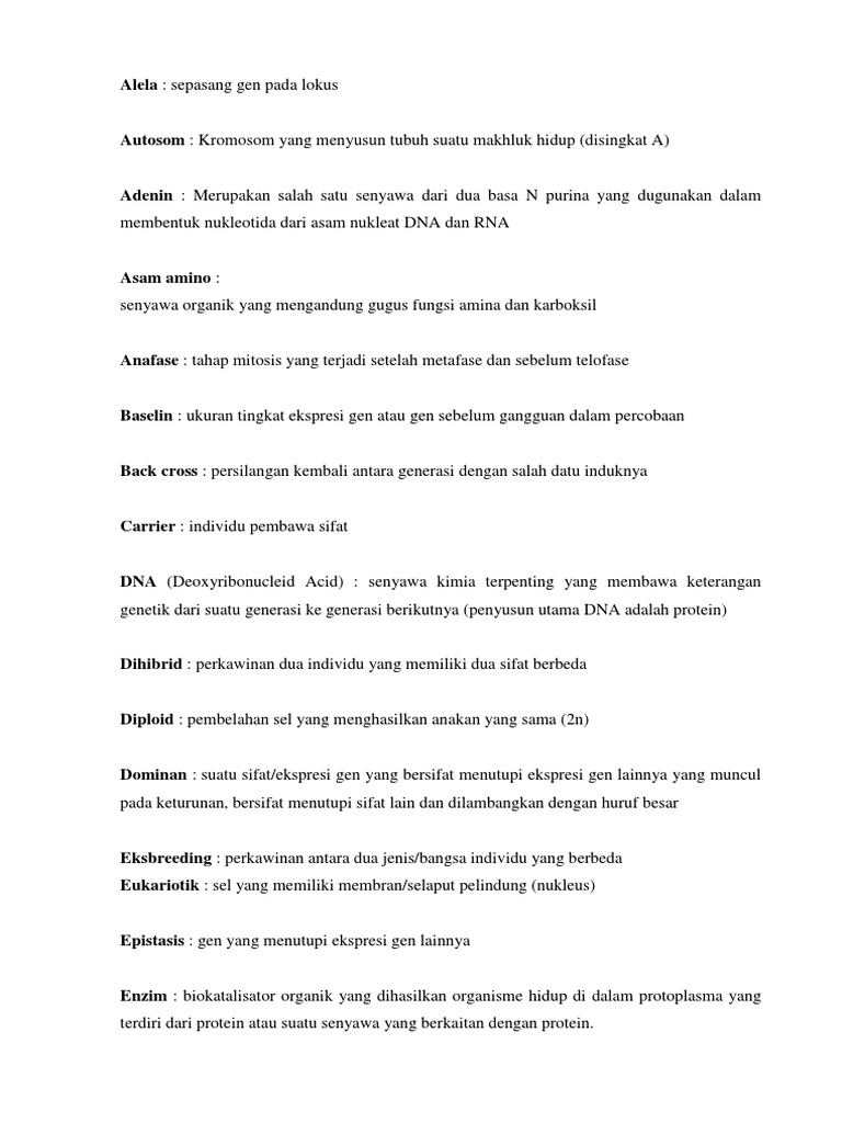 Istilah Dalam Genetika - Zulhidayati Pratiwi Putri - A1C418018 PDF | PDF