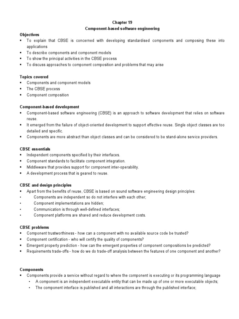 Component-Based Software Engineering Objectives | PDF | Component Based Software Engineering ...