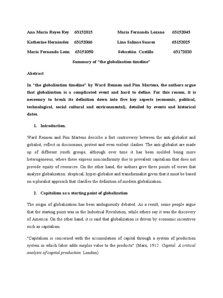 Globalisation Timeline | PDF | Globalization | Capitalism