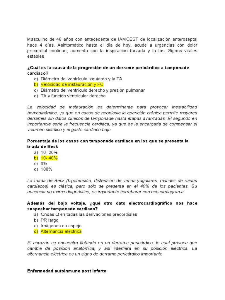Banco de Preguntas Cardiologia | PDF | Enfermedades cardiovasculares ...