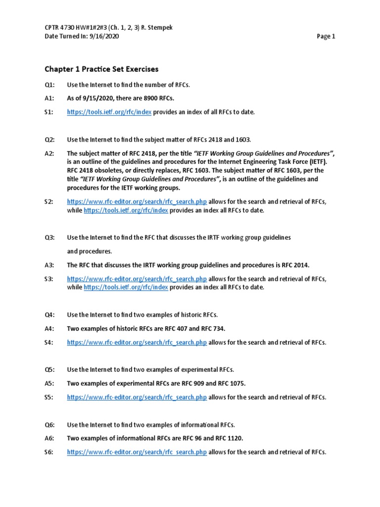 TCP/IP Protocol Suite (4th Ed.) End of Chapter Exercises (Ch. 1 - 3 ...