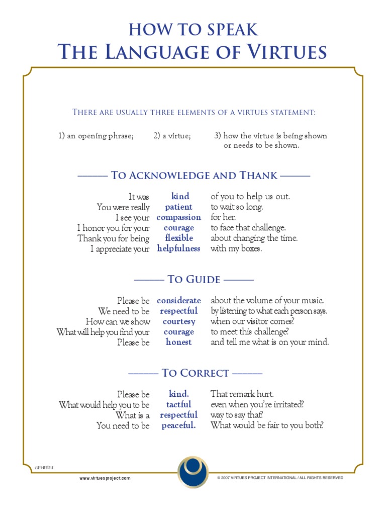 The Language of Virtues: How To Speak | PDF | Career & Growth