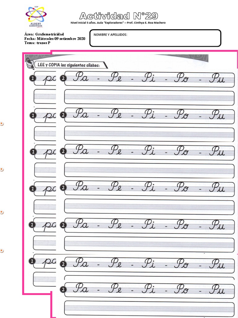 Trazo Silabas Con P Act. 29 | PDF