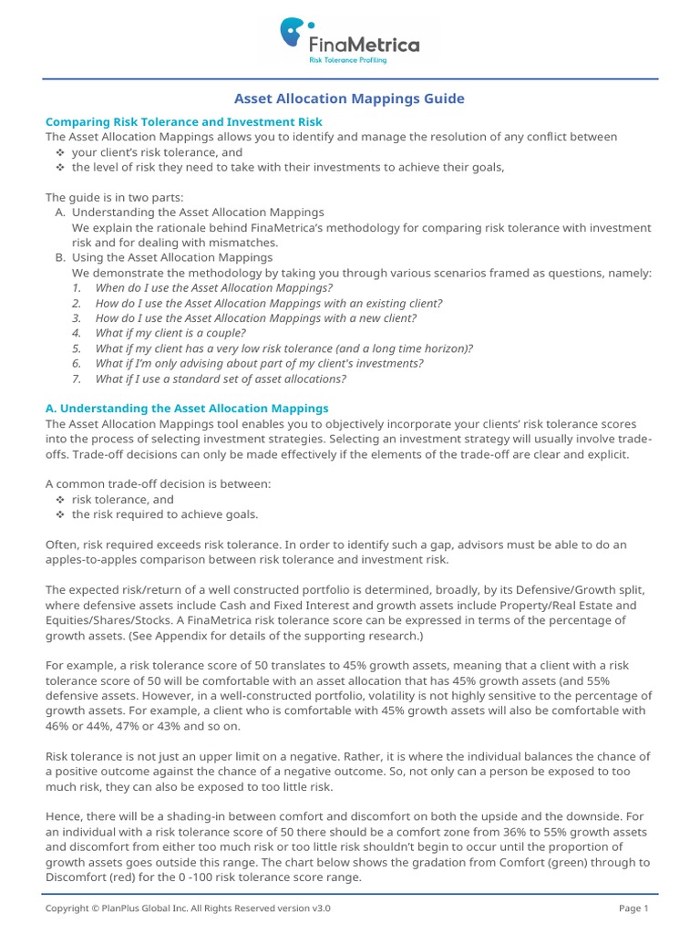 Asset Allocation Mappings Guide: Comparing Risk Tolerance and ...