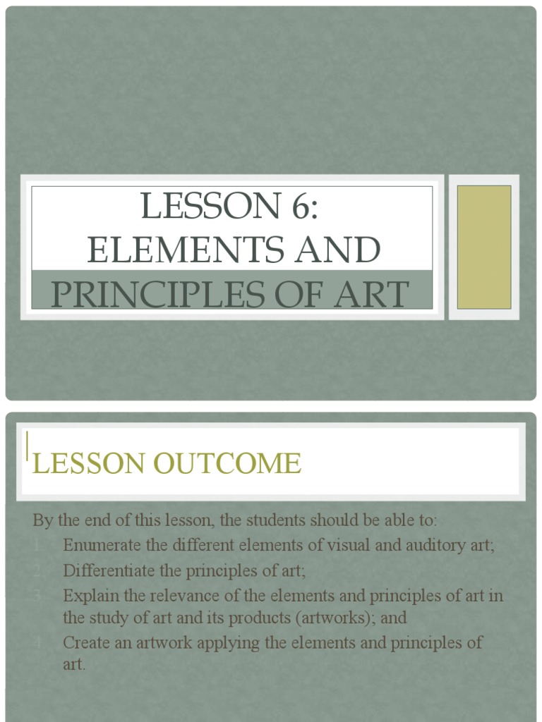 Lesson 6: Elements and Principles of Art | PDF | Tempo | Harmony