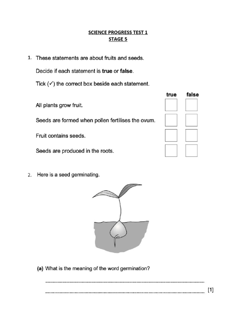 Science Progress Test 1 | PDF
