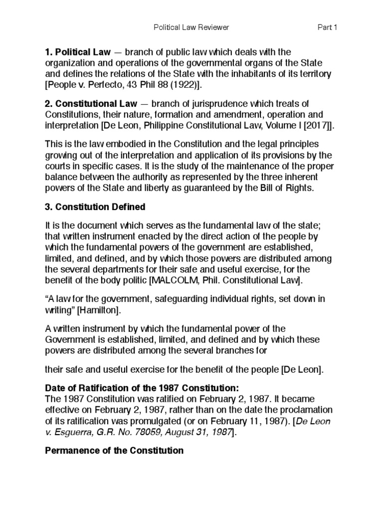 Political Law Reviewer pt1 | PDF | Ratification | Constitution