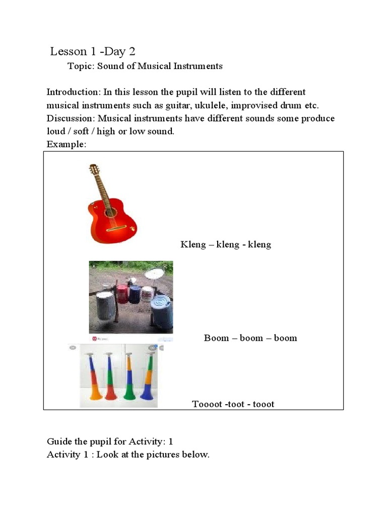 Lesson on Musical Instrument Sounds | PDF | Sound Recording | Entertainment