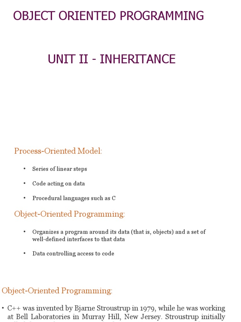 Unit Ii Inheritance Class 1 Pdf Inheritance Object Oriented Programming Class Computer