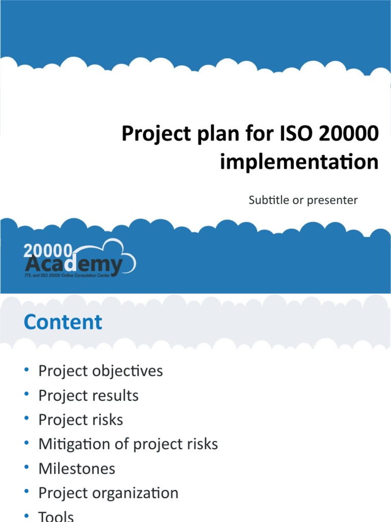 Project Plan For ISO 20000 Implementation: Subtitle or Presenter | PDF ...