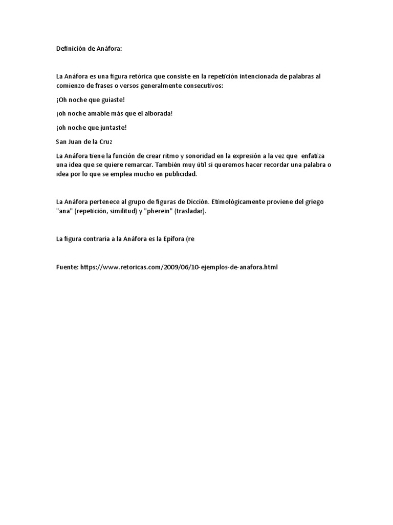 Definición de Anáfora | PDF