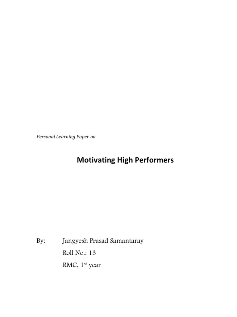 Personal Learning Paper On | PDF | Telecommuting | Motivation