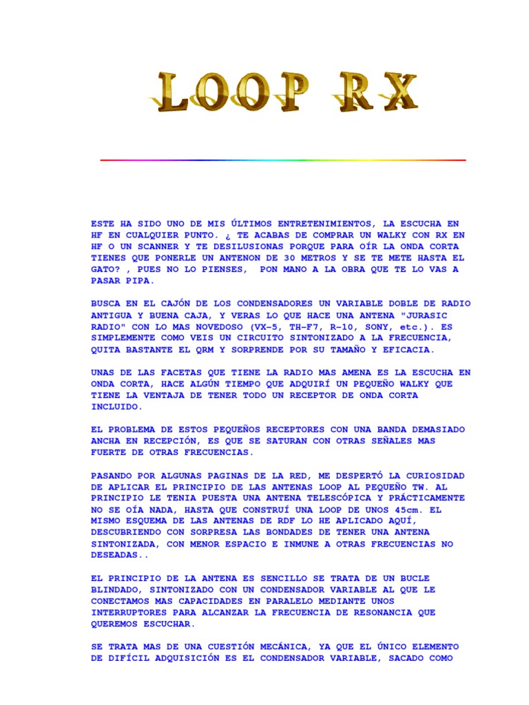 Loop RX PDF | PDF | Alta frecuencia | Antena (Radio)