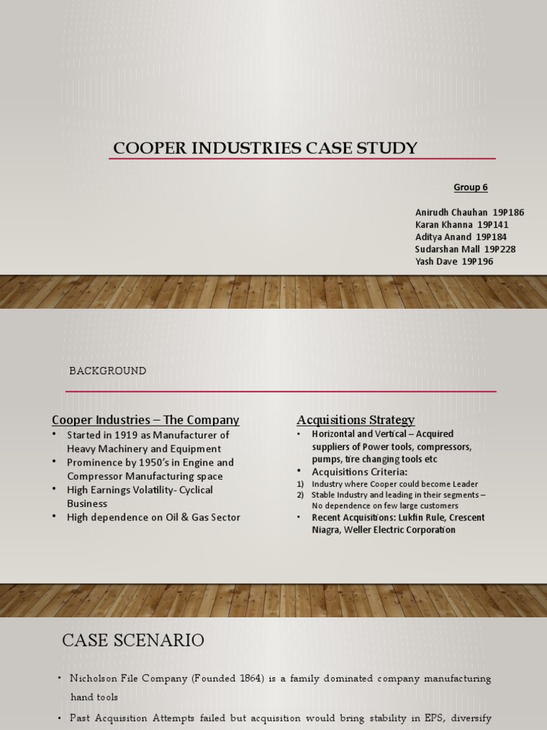 Cooper Industries Case Study: Group 6 | PDF | Takeover | Stocks