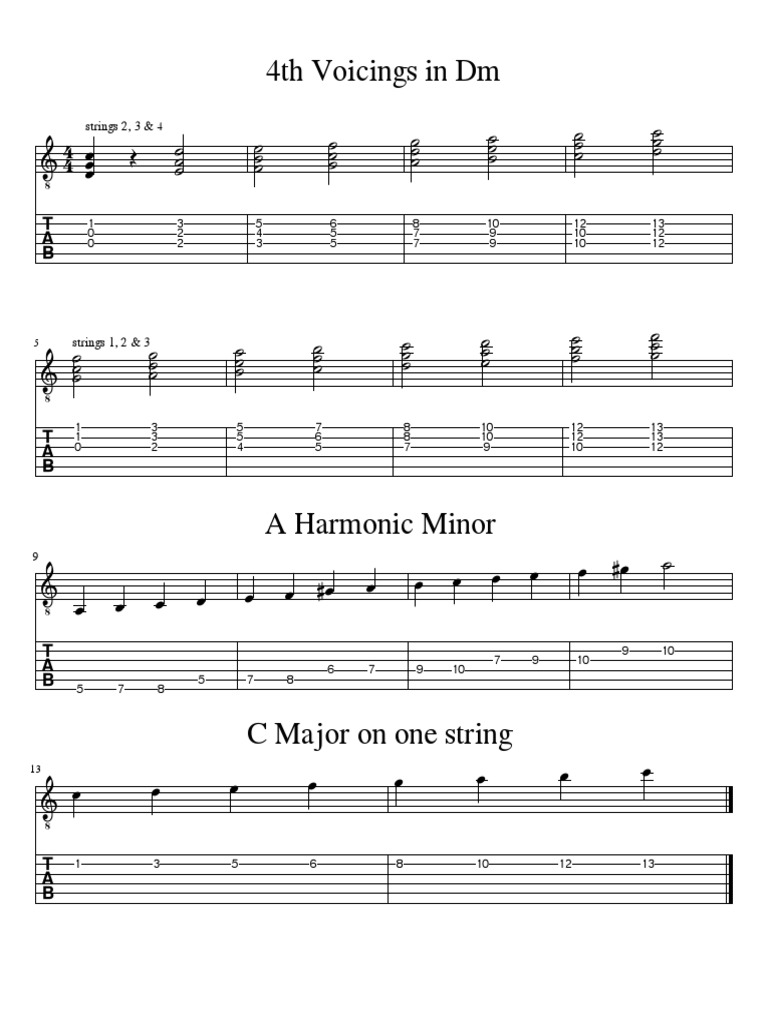 4th Voicings in DM: Strings 2, 3 & 4 | PDF | Elements Of Music | Pitch ...