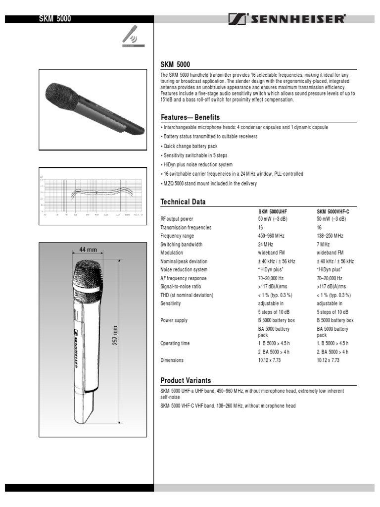 5435 - Manufacturer Data Sheet Sennheiser SKM 5000 | PDF | Frequency ...