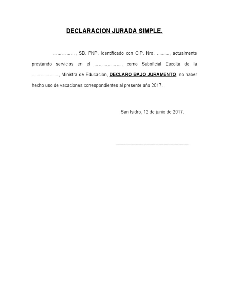 Declaracion Jurada Simple | PDF