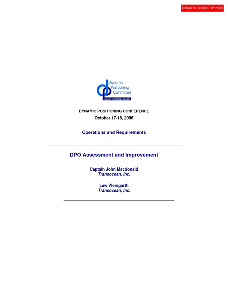 DPO Assessment and Improvement: Author's Name Name of The Paper Session ...