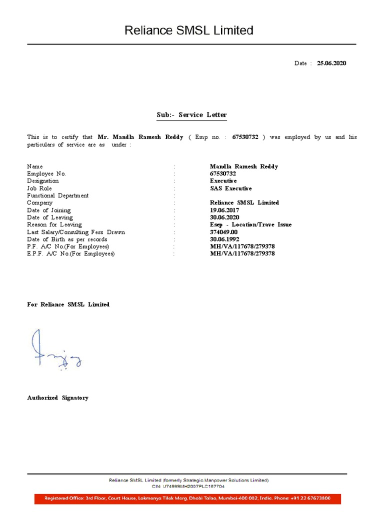 Service Letter | PDF