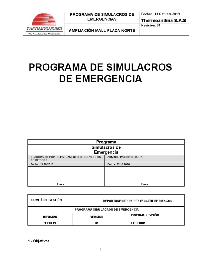 Programa de Simulacros de Emergencia | PDF | Riesgo | Business