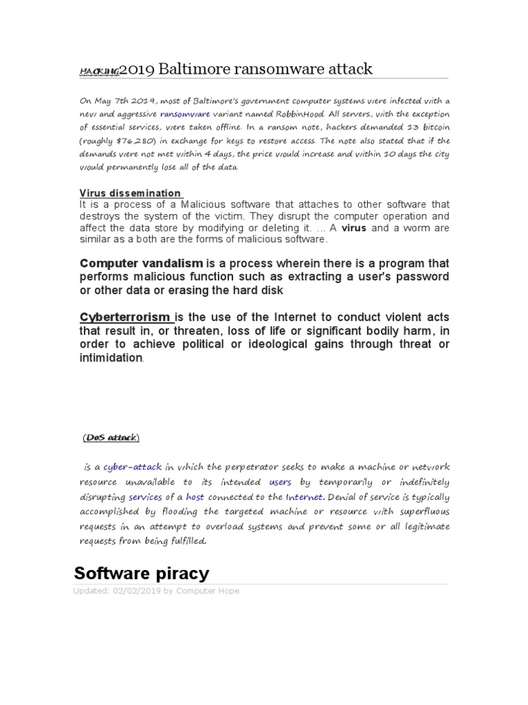 Baltimore Ransomware Attack 2019 | PDF | Ransomware | Malware