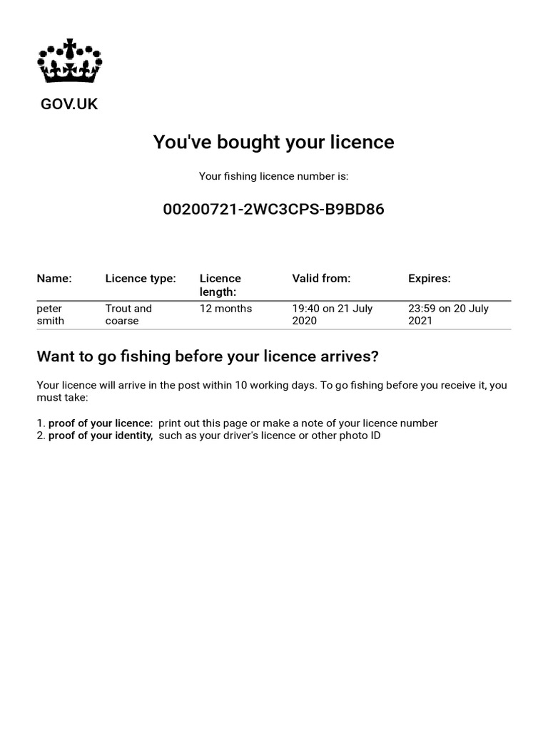 Fishing Licence Confirmation | PDF | Law