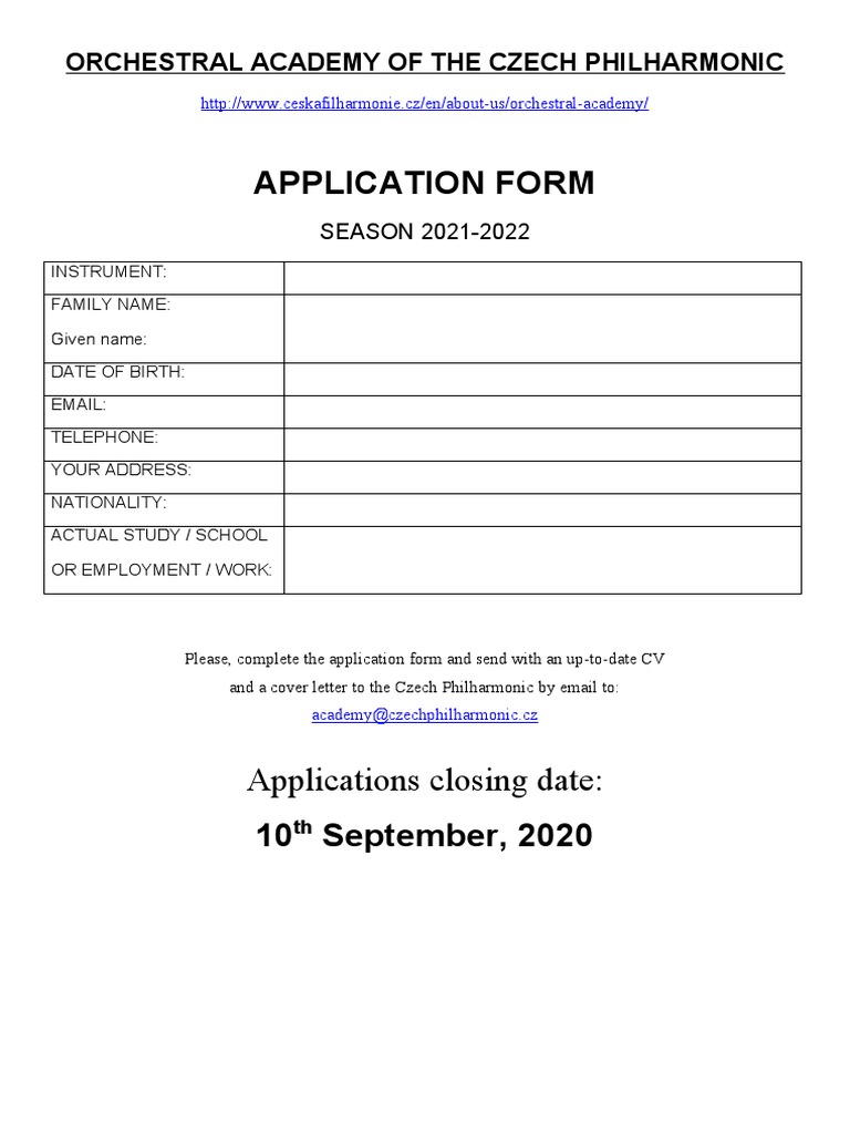 Application Form: Applications Closing Date | PDF