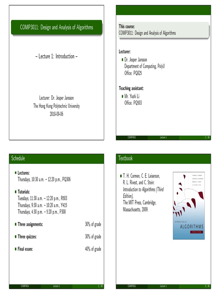 Lecture 1: Introduction - : COMP3011: Design and Analysis of Algorithms | PDF | Algorithms ...