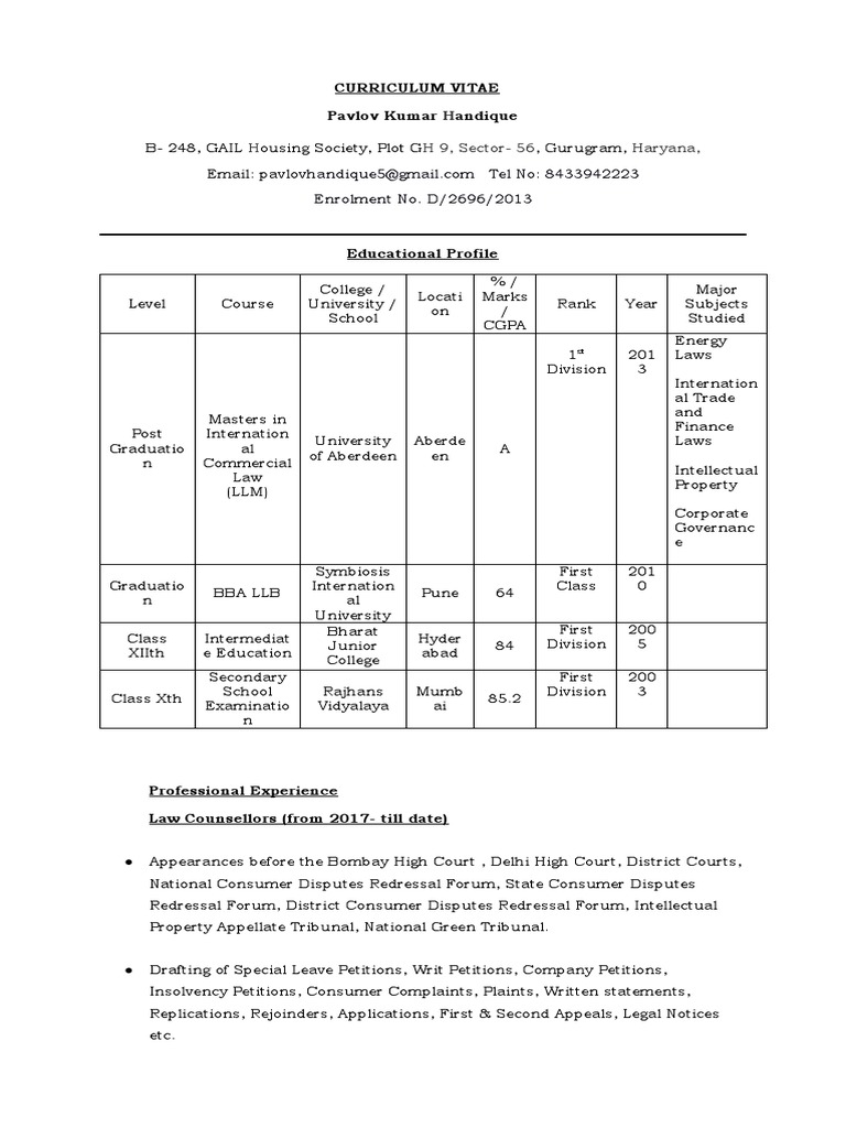 CV Pavlov | PDF | Due Diligence | Alternative Dispute Resolution
