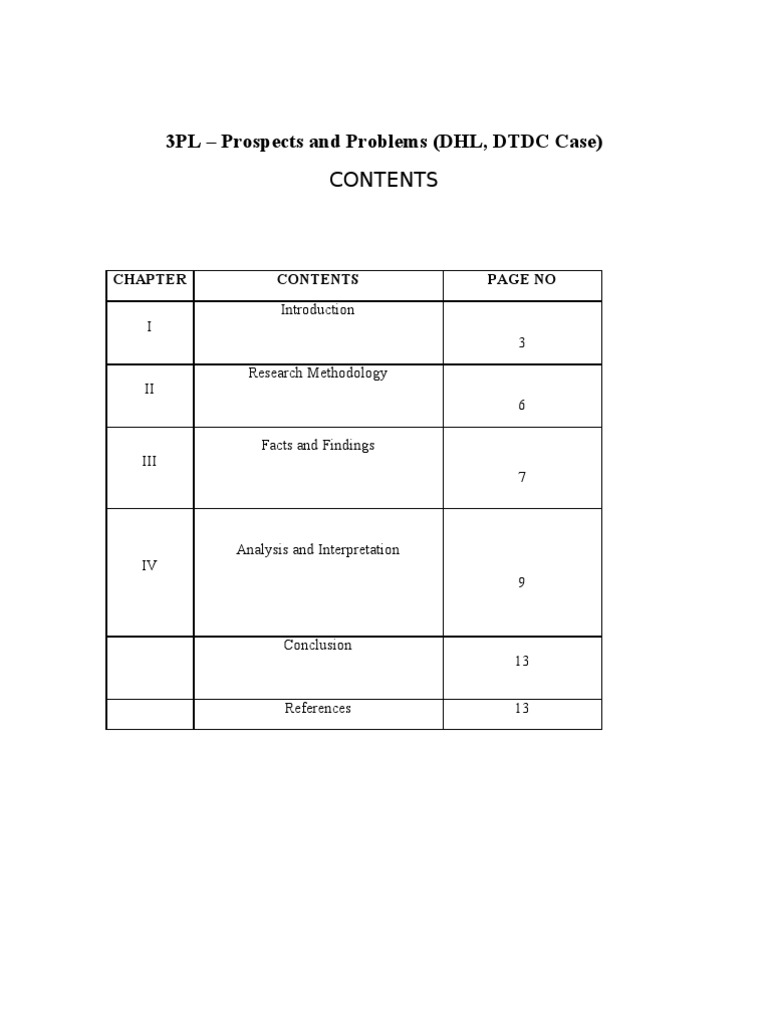 3PL - Prospects and Problems (DHL, DTDC Case) : Page No | PDF | United Parcel Service | Logistics