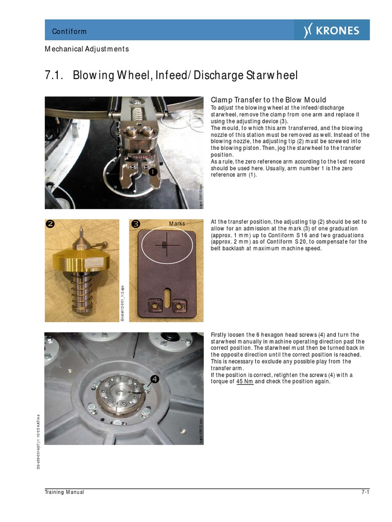 7.1. Blowing Wheel, Infeed/Discharge Starwheel: Contiform Mechanical ...