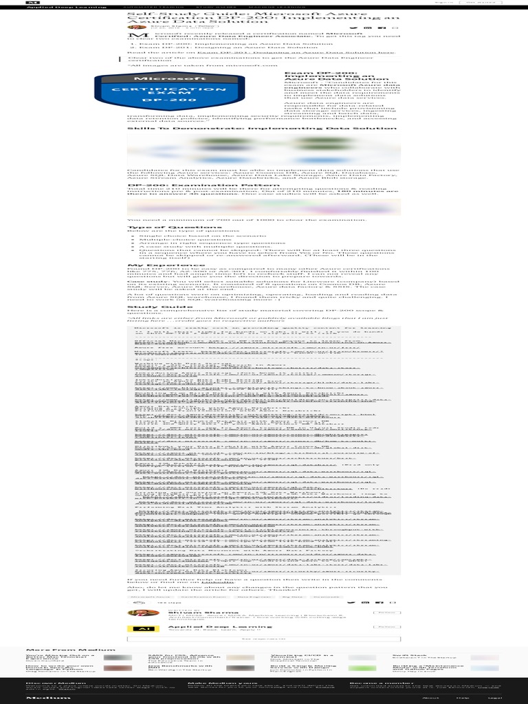 Self-Study Guide - Microsoft Azure Certification DP-200 - Implementing ...