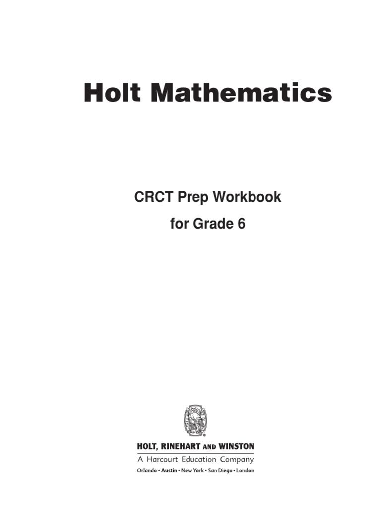 Holt Mathematics: CRCT Prep Workbook For Grade 6 | PDF | Multiple ...