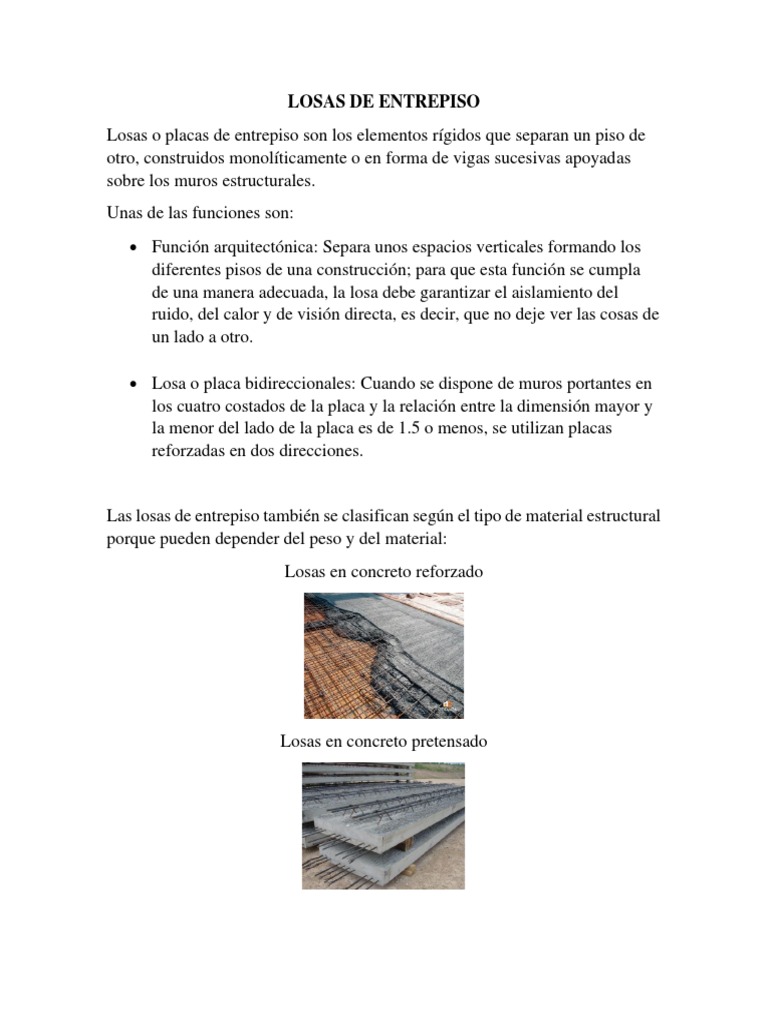 Resumen de Losas de Entrepiso | PDF | Hormigón pretensado | Hormigón