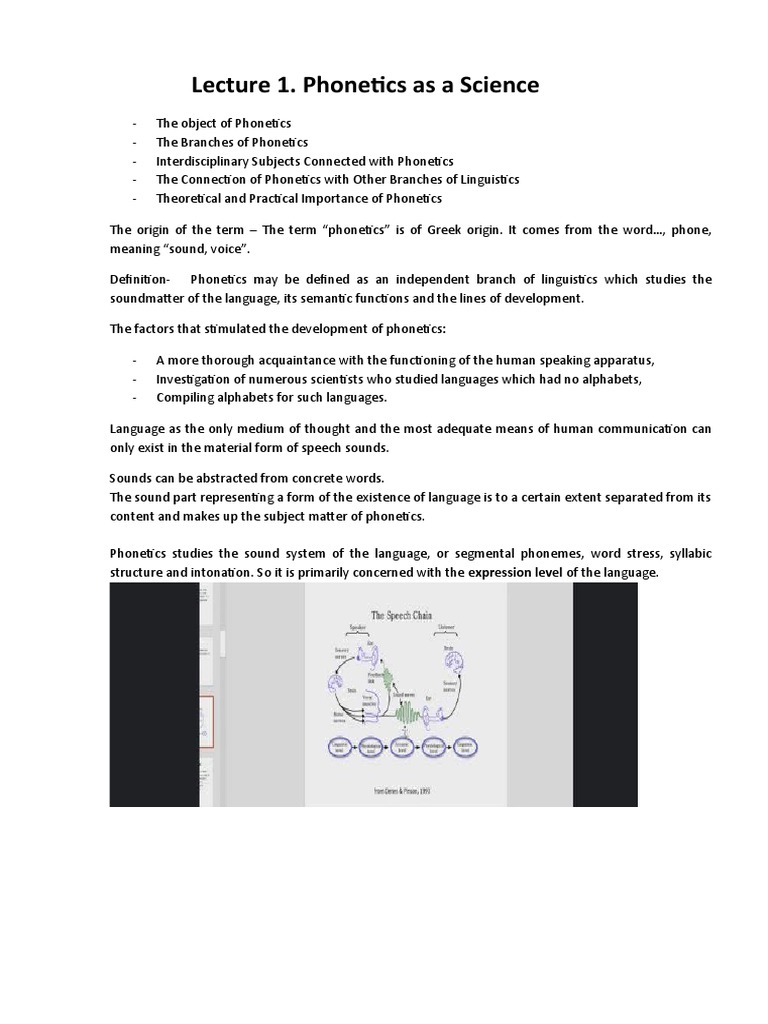 Lecture 1. Phonetics As A Science | PDF | Phoneme | Phonetics