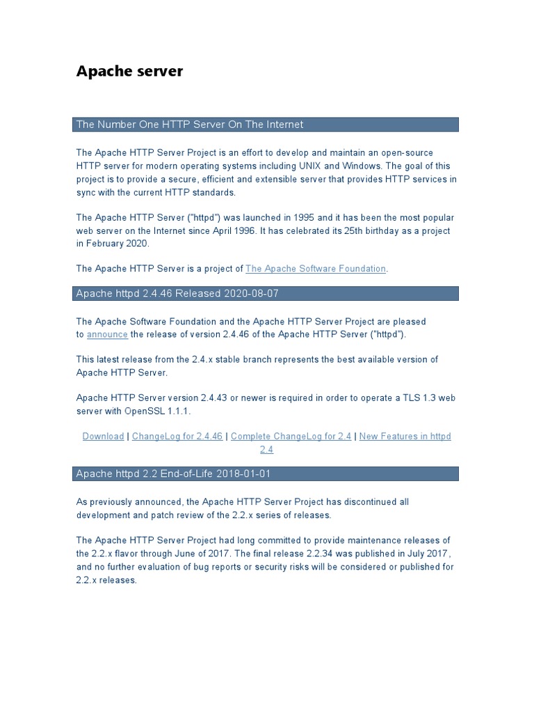 Apache Server: The Number One HTTP Server On The Internet | PDF | Apache Http Server | Hypertext ...