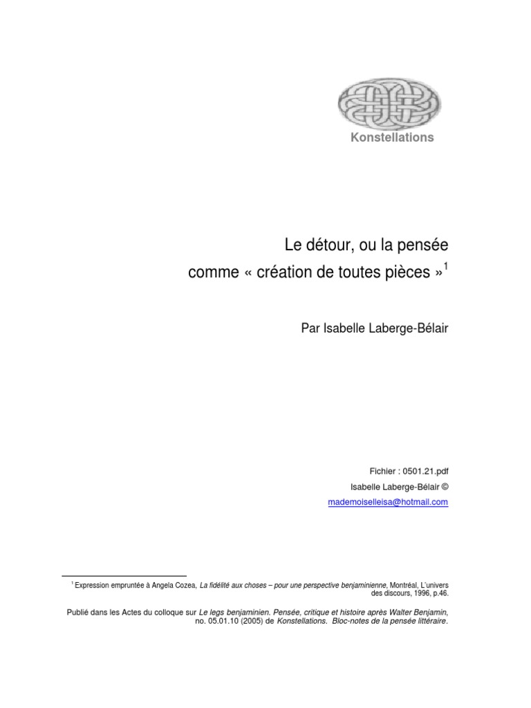 Sur Benjamin - Esthétique PDF | PDF | Vérité | Infini