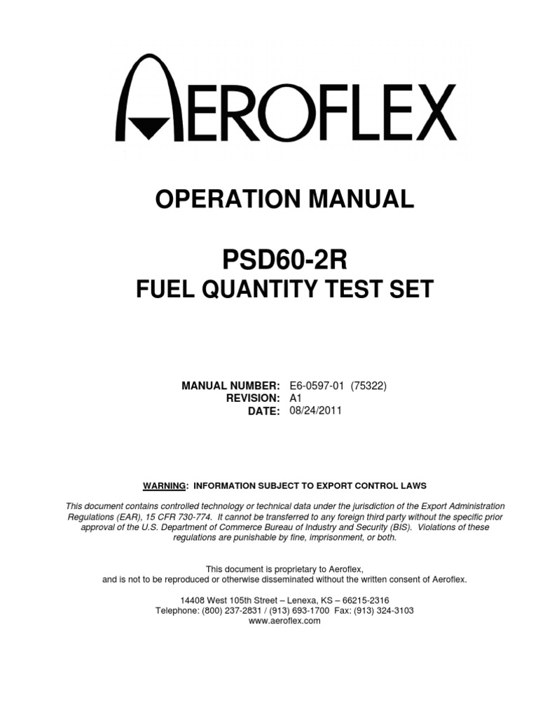 Aeroflex PSD60 2R Operation Manual | PDF | Electrostatic Discharge ...