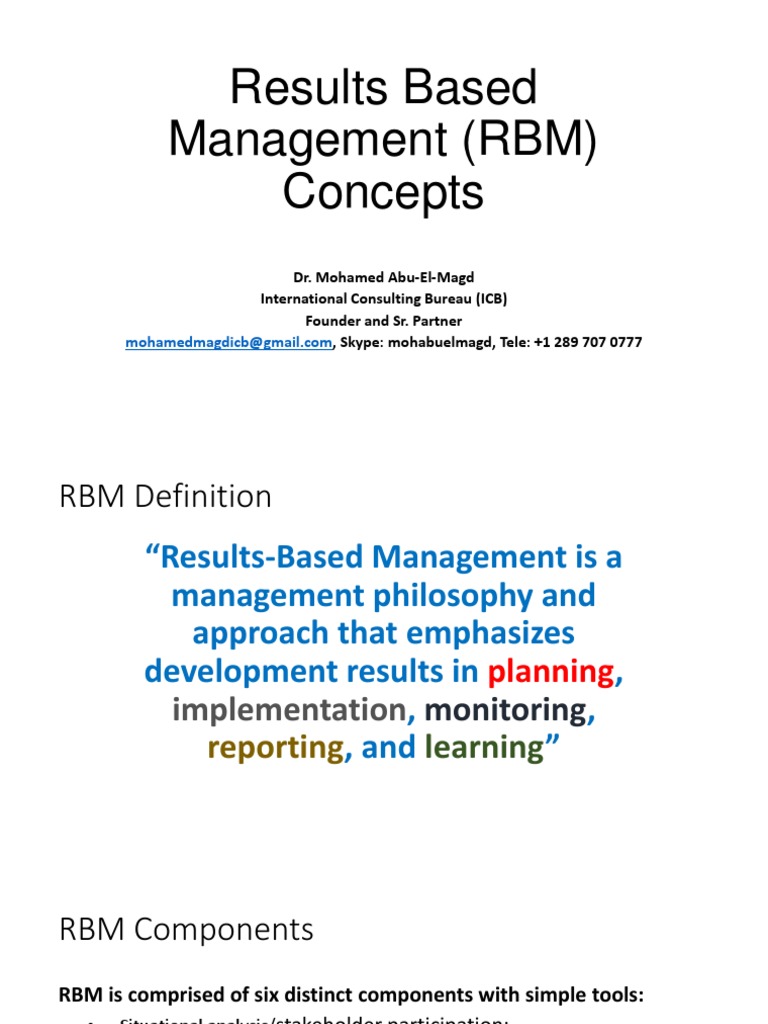Results Based Management RBM Concepts | Download Free PDF | Needs ...