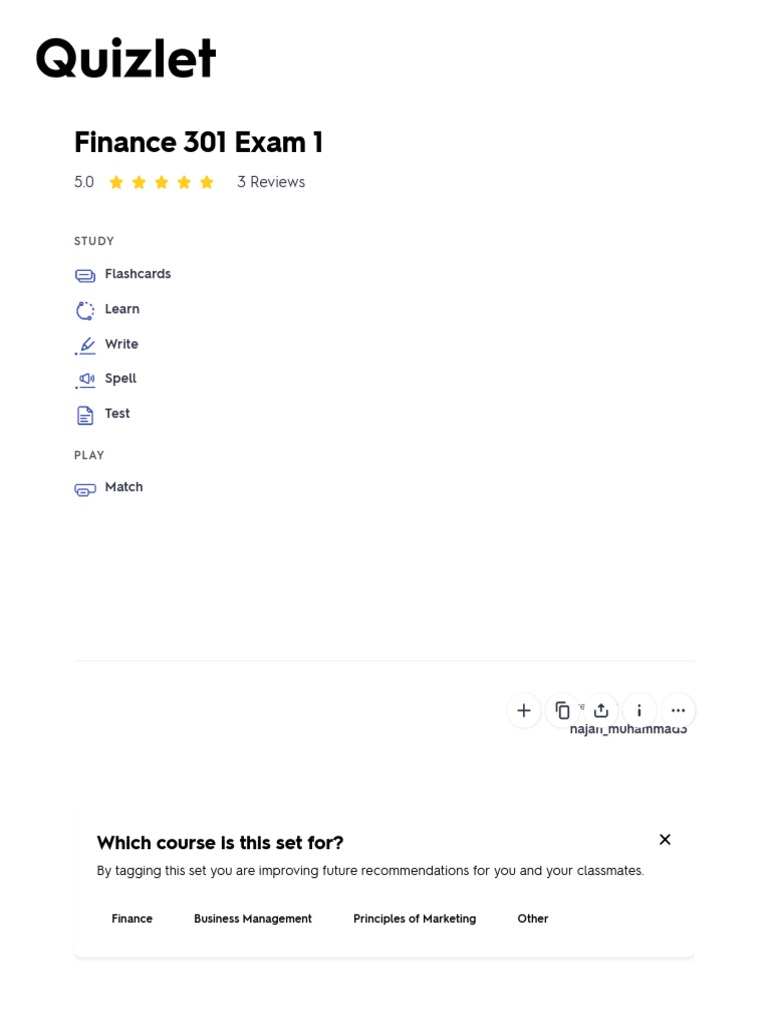 Finance 301 Exam 1 Flashcards - Quizlet | PDF | Finance & Money Management