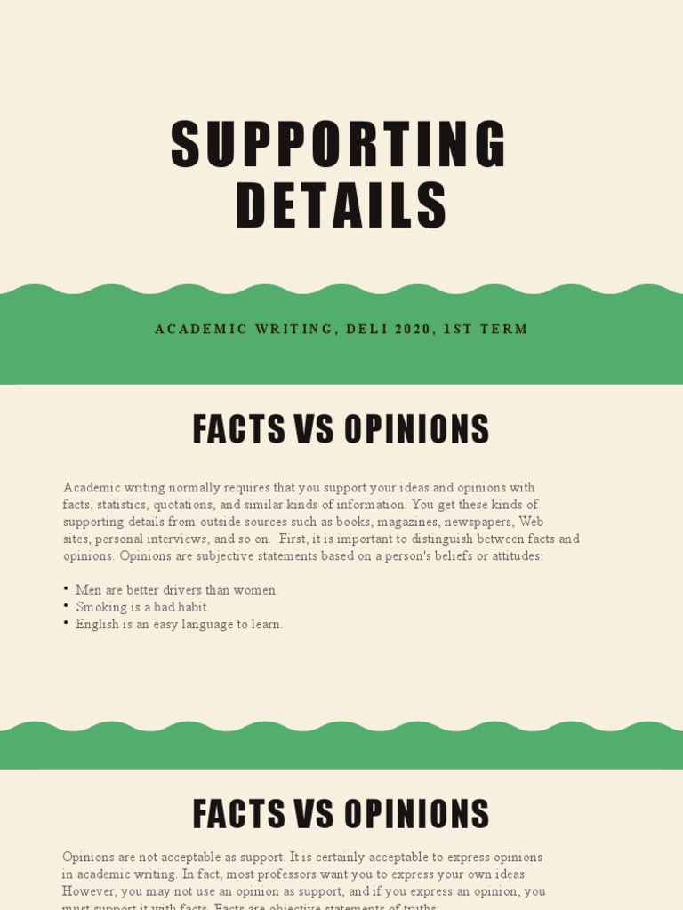 Academic Writing, Supporting Details - Facts & Quotations. | PDF ...