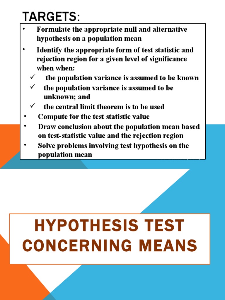 Lesson 3 Hypothesis Test Concerning Means | PDF | Student's T Test ...