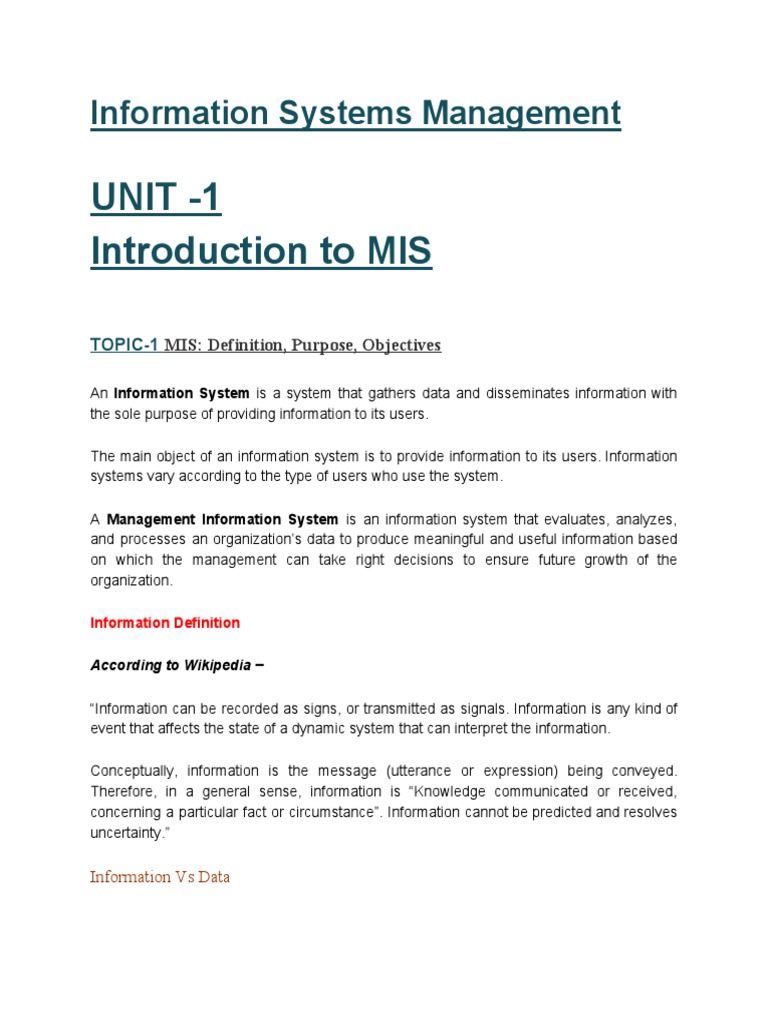 Information System Management Notes Pdf Databases Decision Support System