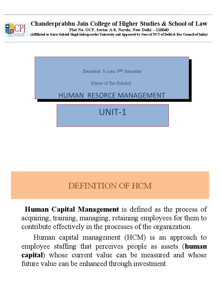 UNIT-1: Human Resorce Management | PDF | Human Resources | Delhi